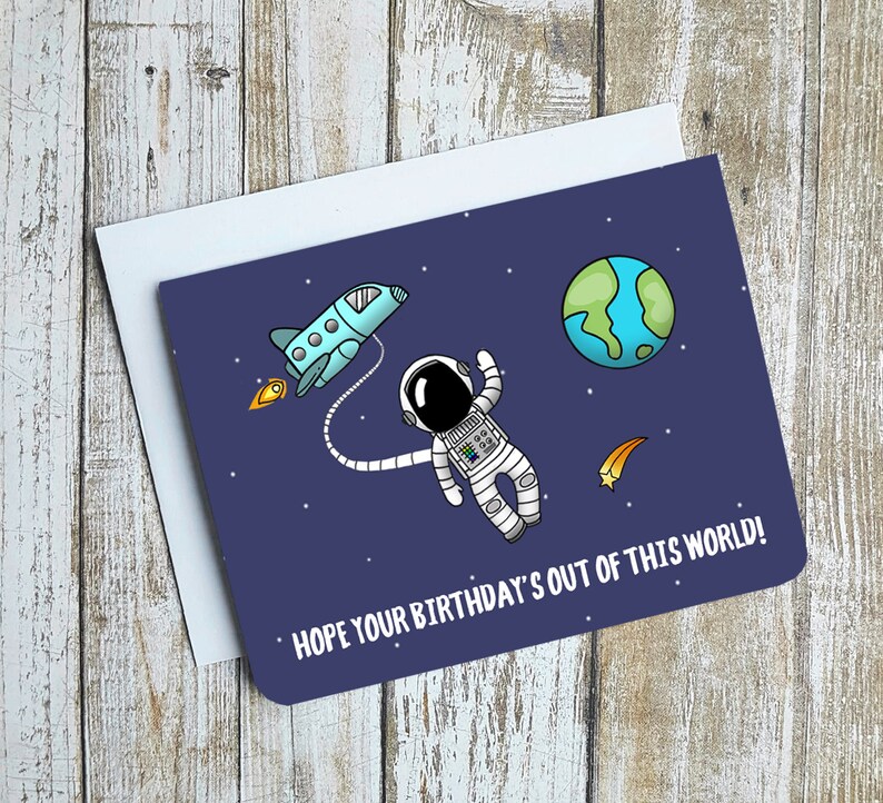 Out of This World Birthday Card Space Card Astronaut Card - Etsy