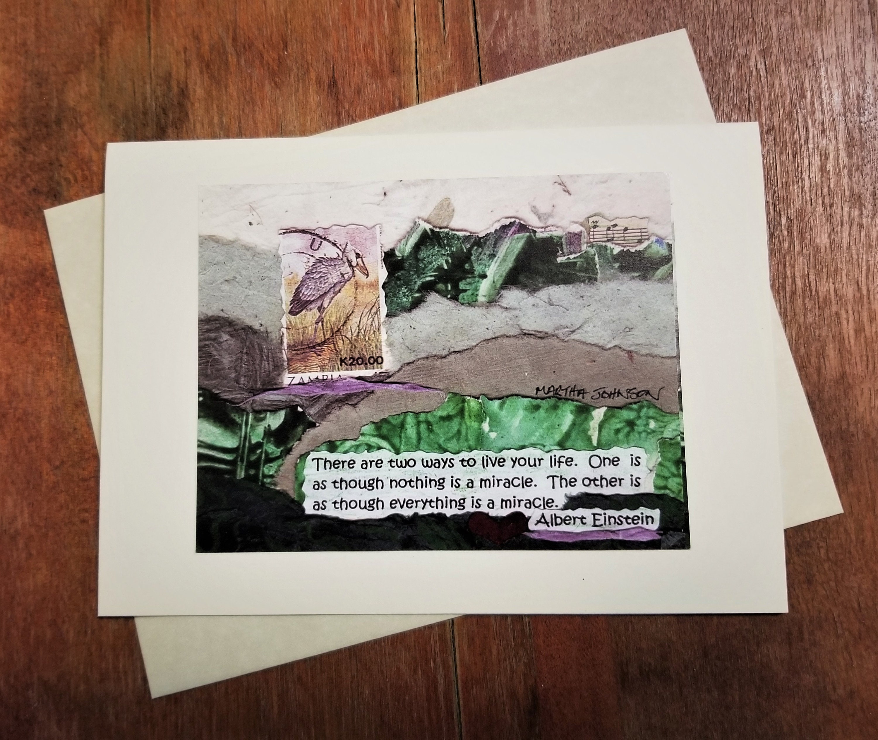 Albert Einstein Miracles Quote Greeting Card, Handmade Collage Art - Etsy