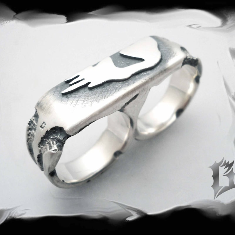 Mens Two Finger Silver Ring - Etsy