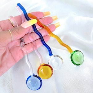 Cute Aesthetic Glass Spoon Twist Spoon Dessert Coffee Tea Sugar Spoon ...