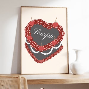 Scorpio Wall Art Print Retro Fancy Cake Poster Scorpio Zodiac Wall Art ...