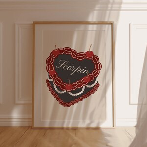 Scorpio Wall Art Print Retro Fancy Cake Poster Scorpio Zodiac Wall Art ...
