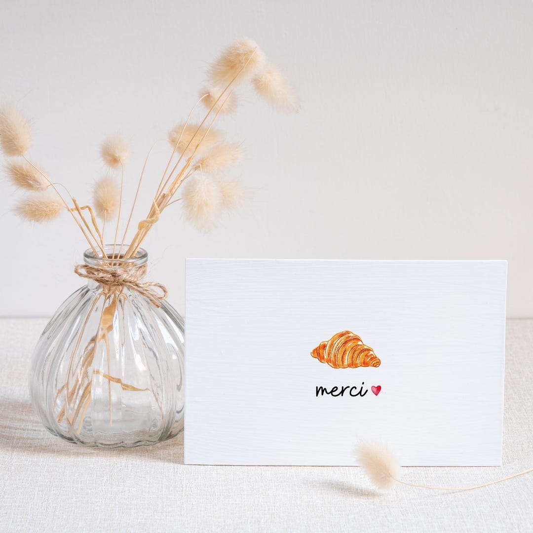 Merci Thank You Card Merci Beaucoup Greeting Card French Thank You Card ...