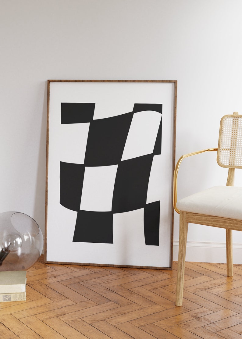Checker Wall Art Checkered Decor Checkerboard Print Aura - Etsy