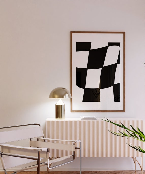 Checker Wall Art Checkered Decor Checkerboard Print Aura | Etsy