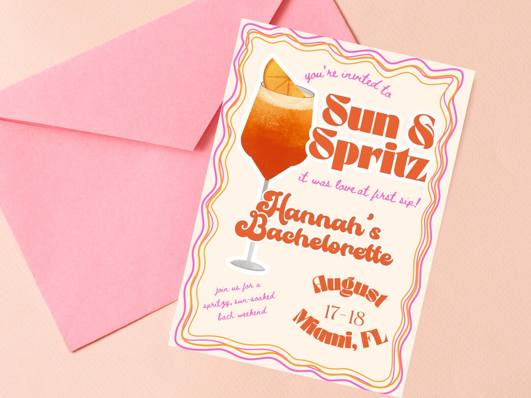 Sun & Spritz Bachelorette Love at First Spritz Aperol Spritz Invitation ...