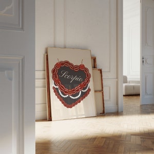 Scorpio Wall Art Print Retro Fancy Cake Poster Scorpio Zodiac Wall Art ...