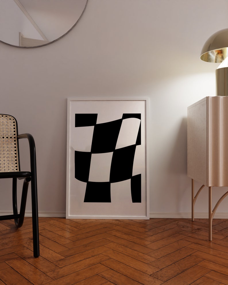 Checker Wall Art Checkered Decor Checkerboard Print Aura - Etsy