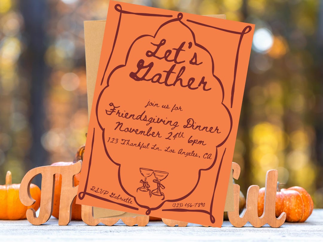 Lets Gather Thanksgiving Invitation Friendsgiving Party Digital ...