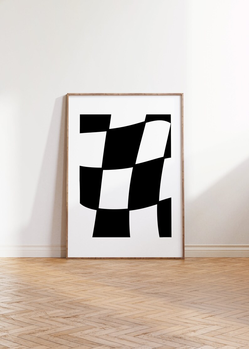 Checker Wall Art Checkered Decor Checkerboard Print Aura - Etsy