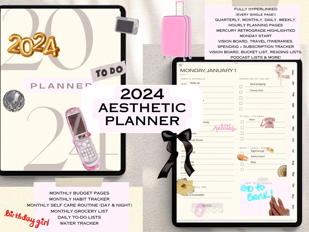 2024 Digital Planner 2024 Daily, Weekly & Monthly Planner Goodnotes ...