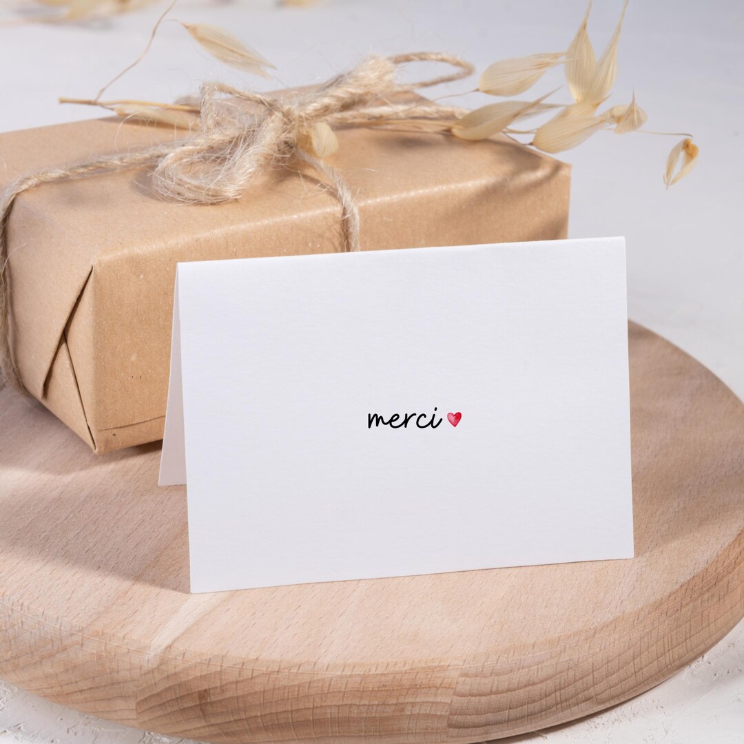 Merci Thank You Card Merci Beaucoup Greeting Card French Thank You Card ...