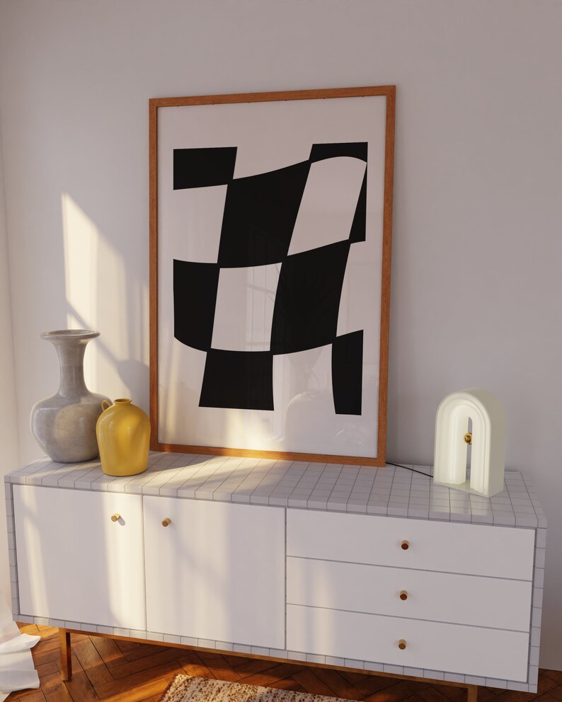 Checker Wall Art Checkered Decor Checkerboard Print Aura - Etsy