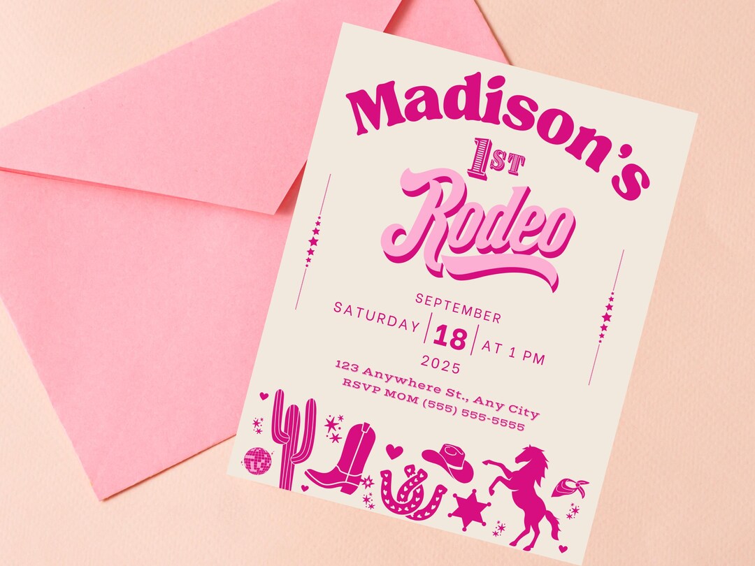 My First Rodeo Birthday Girl Cowgirl 1st Rodeo Girl Editable Cowgirl ...