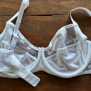 White Sheer Mesh Bra With Flowers. Sexy Transparent Lingerie. - Etsy