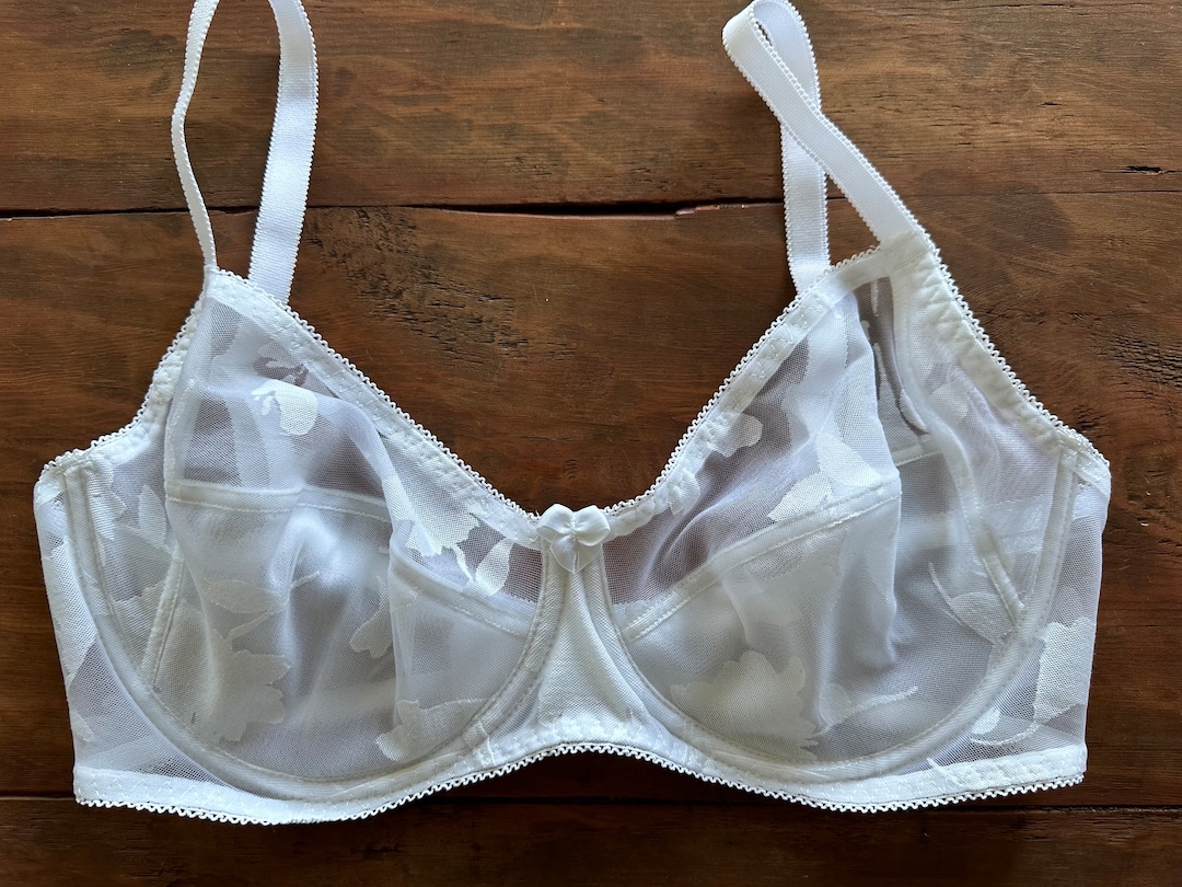 White Sheer Mesh Bra With Flowers. Sexy Transparent Lingerie. - Etsy