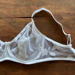 White Sheer Mesh Bra With Flowers. Sexy Transparent Lingerie. - Etsy