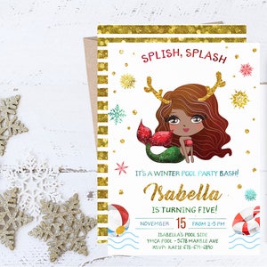 Christmas Pool Party Invitations Christmas Pool Party | Etsy