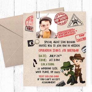 Detective Birthday Invitation Detective Invitation Spy | Etsy