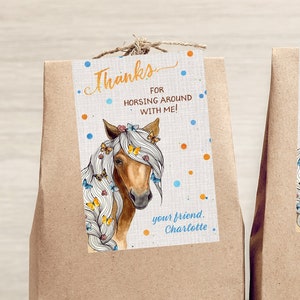 Horse Party Favors, Horse Thank You Card, Horse Tags, Horse Party ...