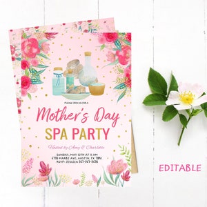 Editable Mother's Day Spa Party Invitation, Mother's Day Spa Party ...