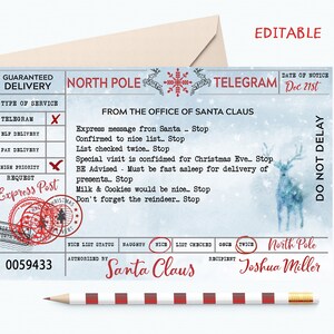 Editable Santa Telegram, Santas Telegram Editable Template, Editable ...