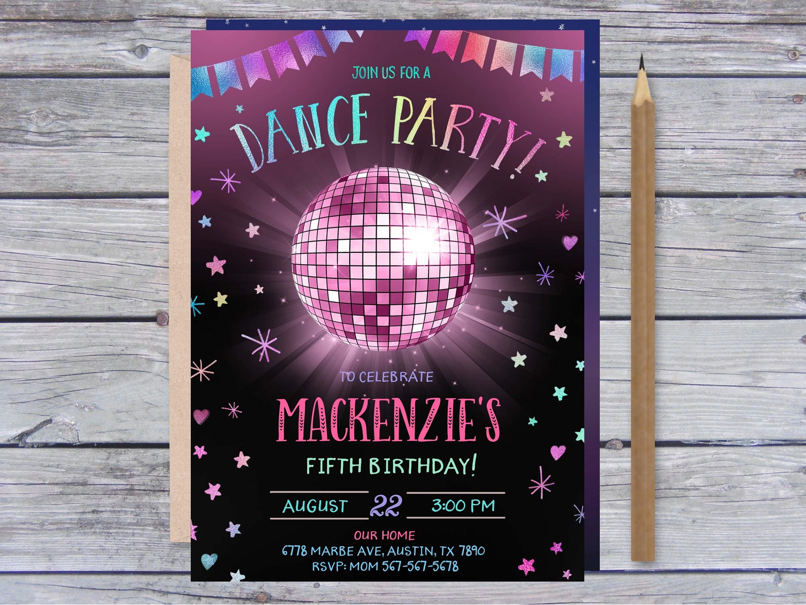 Editable Glow Dance Party Invitation, Disco Ball (digital) - Etsy