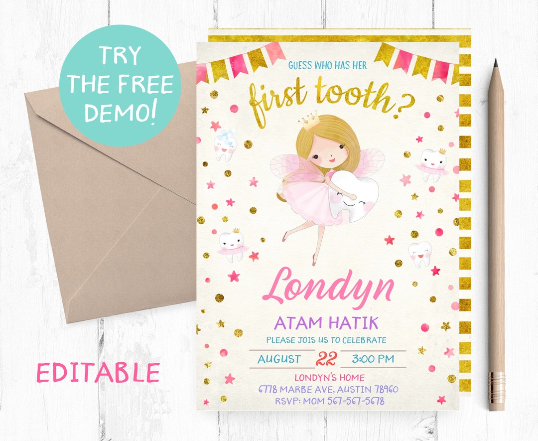 First Tooth Party Invitation, Atam Hatik Invitation, Armenian Tooth ...