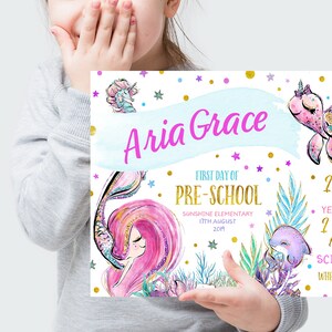 Mermaid First Day of Pre-school Sign First Day of Preschool - Etsy