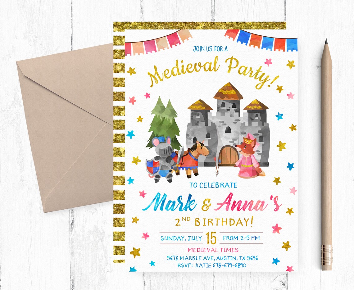 Toddlers Medieval Party Invitation Toddlers Medieval Birthday | Etsy