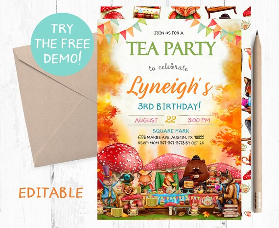 Fall Tea Party Invitation Fall Birthday Tea Party - Etsy