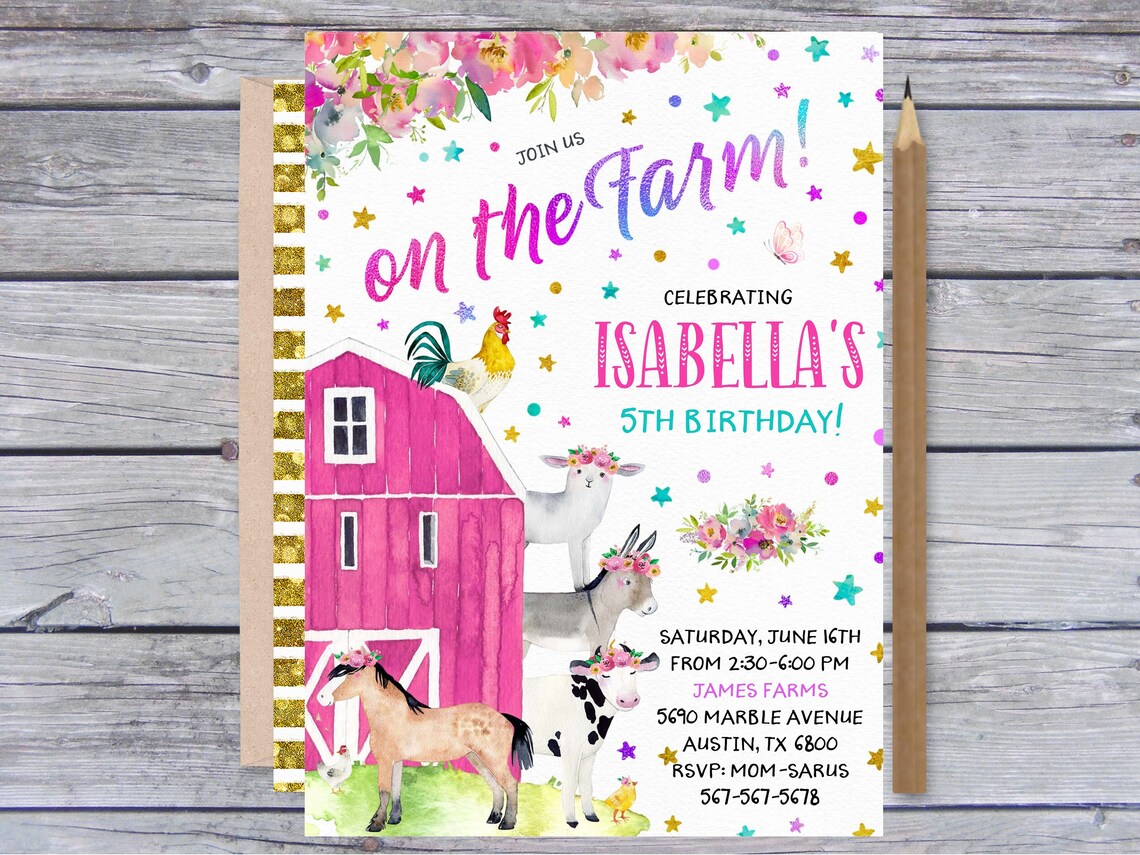 Editable Farm Invitation, Farm Invitation Template, Farm Animals ...