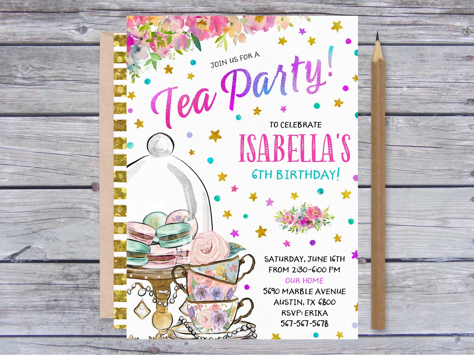 Editable Tea Invitation, Tea Party Instant Download, Tea Party Editable ...