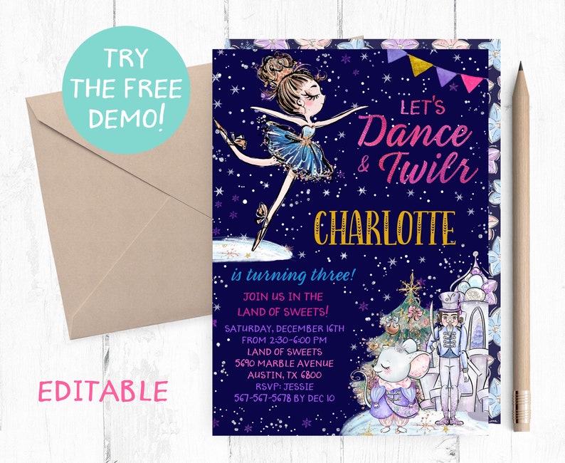 Editable Nutcracker Party Invitation Nutcracker Clara | Etsy