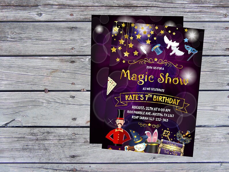 Magic Show Birthday Invitations Magic Birthday Party Magic | Etsy