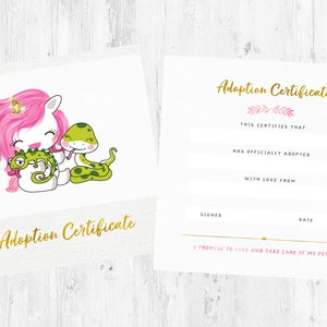 Reptile Adoption Certificate, Lizard Adoption Certificate, Snake ...