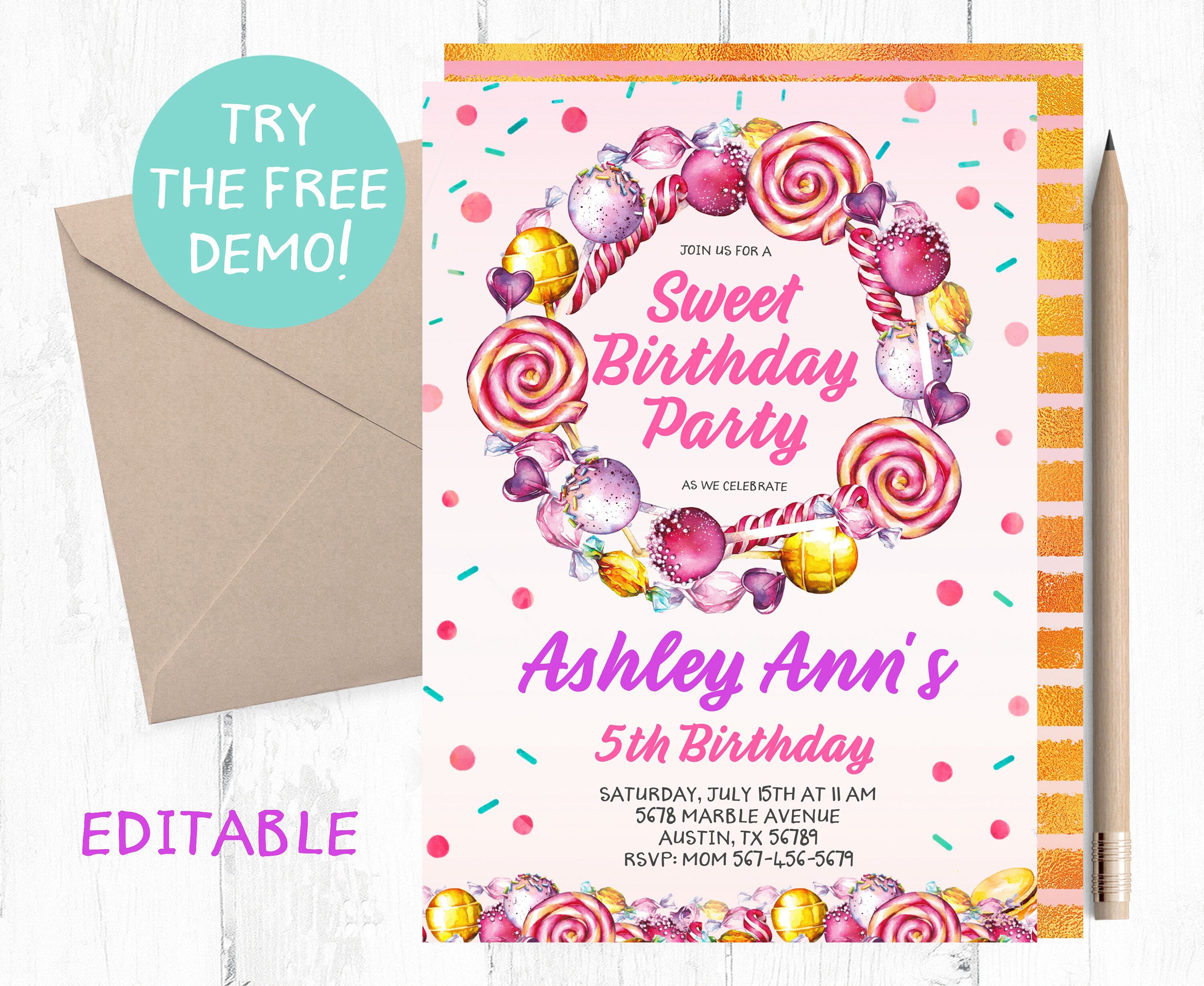 Candy Invitations For Sweet 16