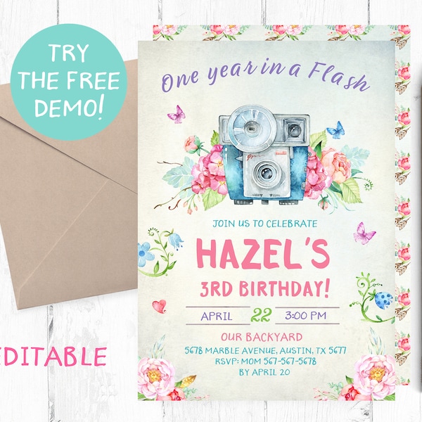 Camera Invitation - Etsy