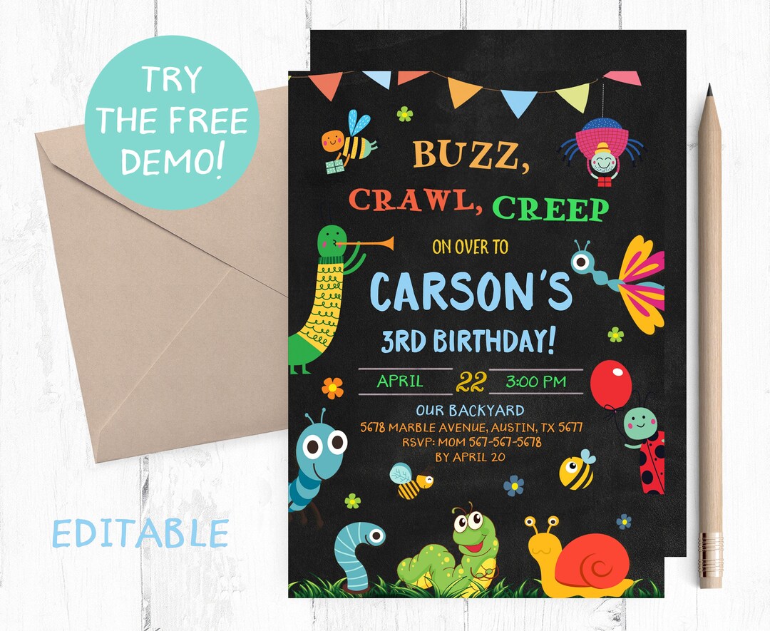 Bugs Invitations, Bug Invitation, Insects Invitations, Insects Invites ...