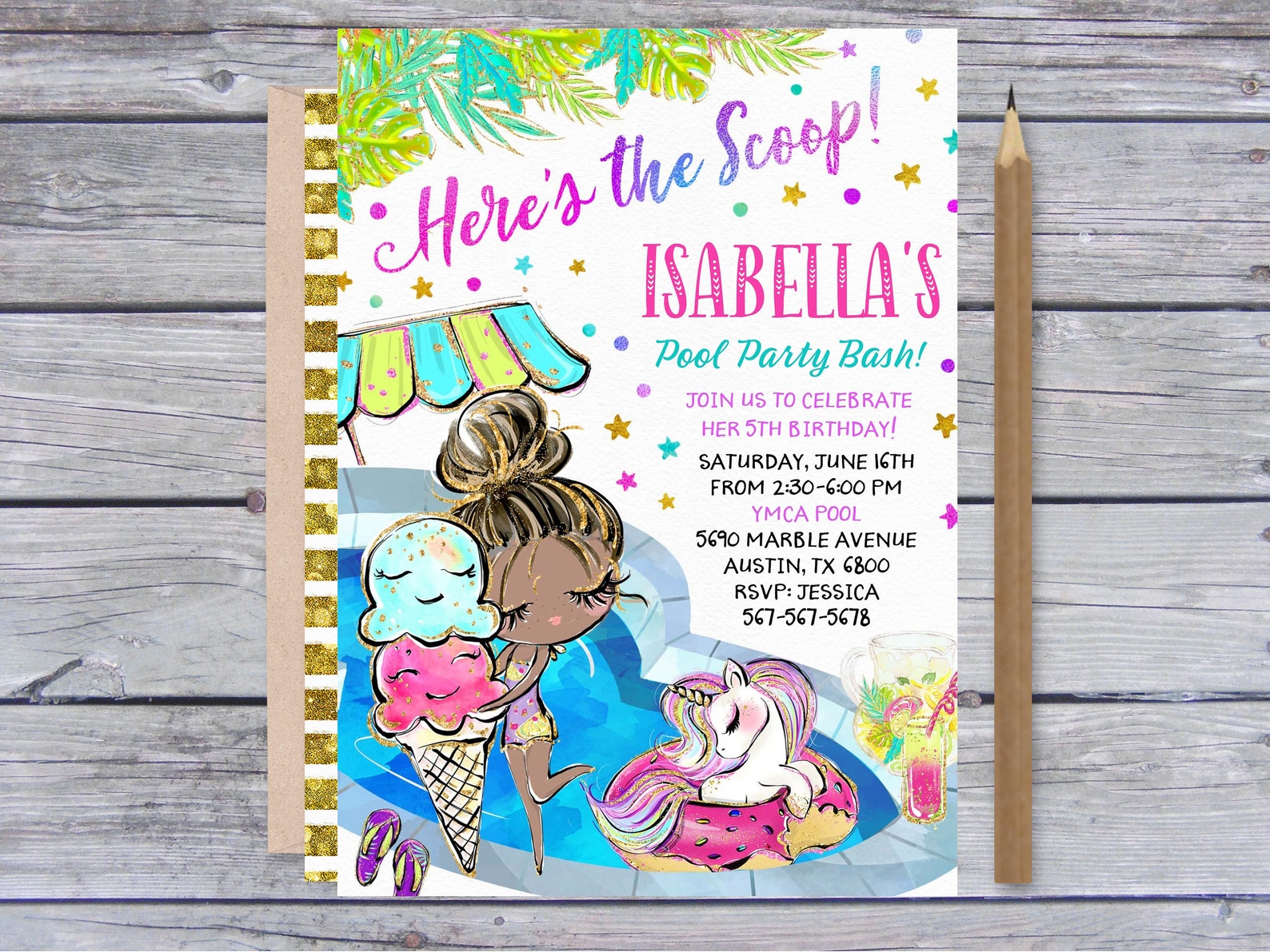 Editable Ice Cream Pool Invitations Pool Party Instant - Etsy