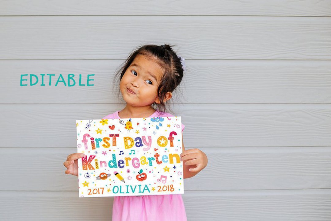 First Day of Kindergarten Sign, First Day Printable Sign, First Day of ...