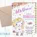 Editable Magical Dancing Party Editable Unicorn Dance Party - Etsy