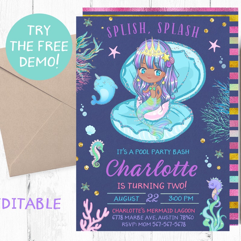 Mermaid Invitation - Etsy