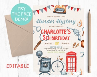 Detective Invitation, Mystery Invitation, Secret Agent Invitation, Spy ...
