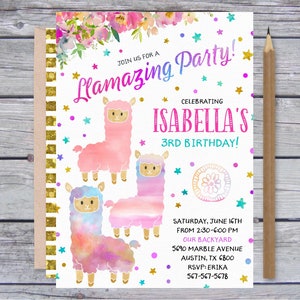 Editable Llama Invitation, Llama Template Invitations, Llama Instant ...