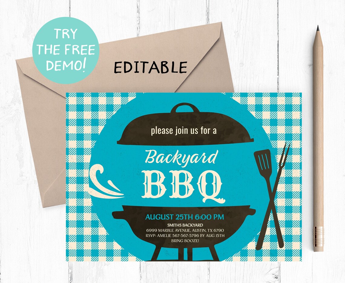 Editable Backyard BBQ Invitation BBQ Invitation Instant | Etsy