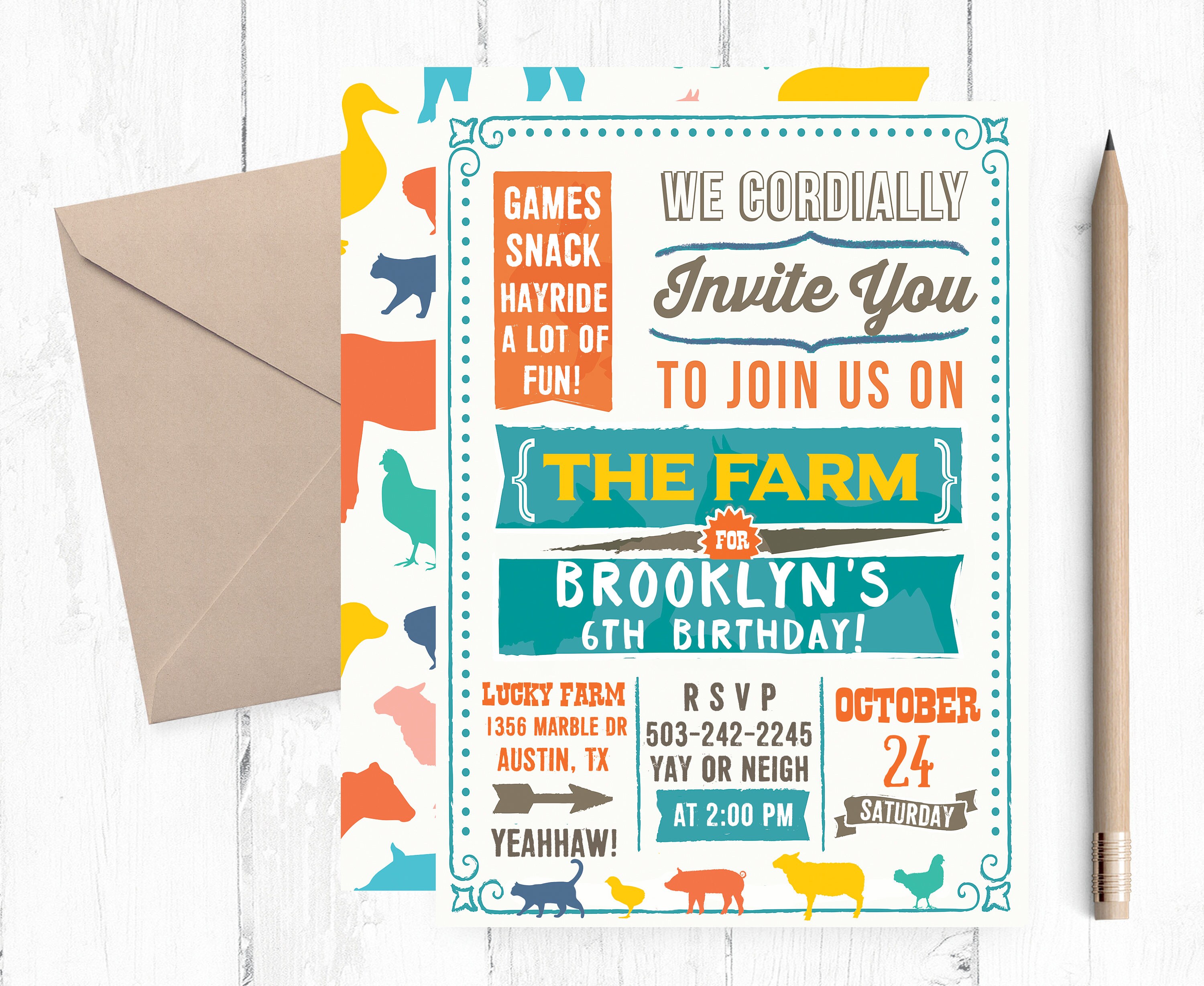 Farm Birthday Invitation Farm Birthday Invitations Farm | Etsy