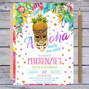 Editable Tikki Pineapple Invitation, Luau Tiki Pineapple Birthday Party ...