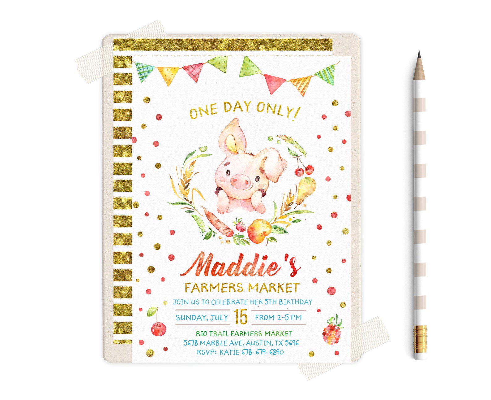 Farmers Market Printable Invitation Farmers Market Digital | Etsy