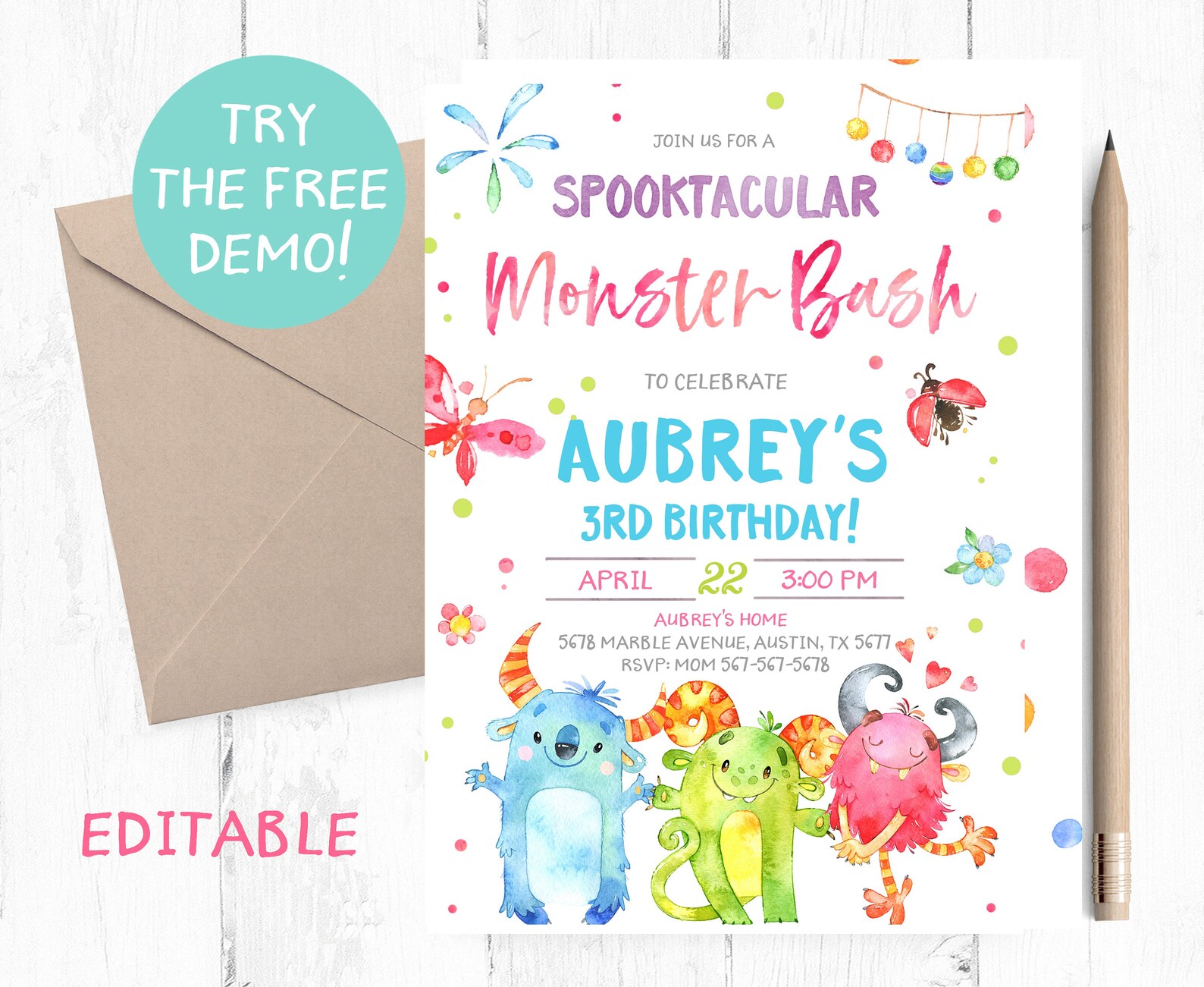 Monster Birthday Invitation, Monster Birthday Party, Monster ...